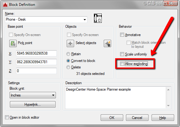 How To Prevent Allow Exploding AutoCAD Block CADnotes